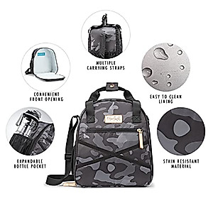 Fit & Fresh Kate Insulated Lunch Bag with Side Pouch & Carry Handles, Complete Lunch Kit Includes Matching Tumbler, 4 Containers & Ice Pack, Black