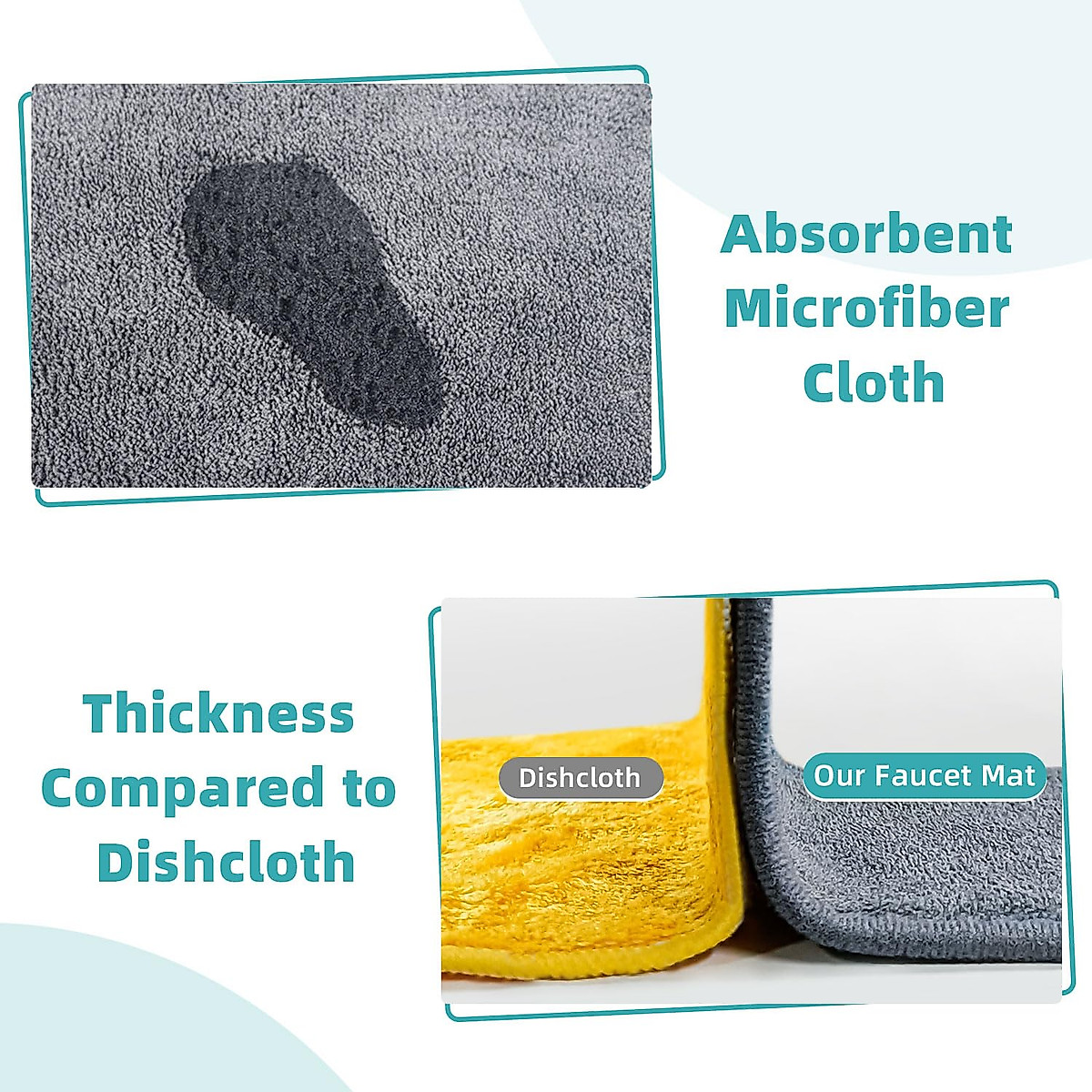 Sink Faucet Mat for Kitchen: PoYang Kitchen Sink Splash Guard Behind Faucet, Kitchen Faucet Absorbent Mat, Faucet Mat for Kitchen Sink, Microfiber Cloth Faucet Mat (4 Pack, 17.7''x4.7'')