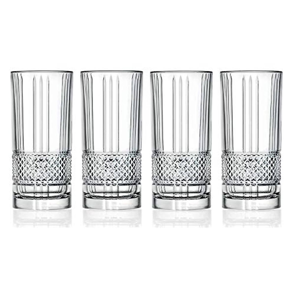 RCR Cristalleria Italiana Crystal Glass Drinkware Set (Highball Cocktail Tumbler (12.5 oz) - 4 Piece)