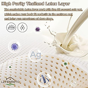 LZTENRETO Firm Coir Mattress, 3E Coconut Coir Mattress Pad, Quiet Coconut Palm Mattress, Thick Coir Mattress Pad in 6cm,9cm,11cm, Foldable (White-A,Sample 18"x18"x2.4")