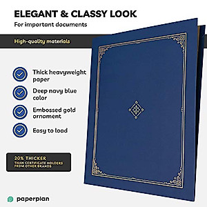 Navy Blue Certificate Holders 8.5 x 11 Multi Pack (30 Count) - Diploma Cover - Birth Certificate Holder for Travel - Certificate Paper 8.5 x 11 - Diploma Holder - Baby Dedication Certificates