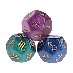 3pcs Astrology Dice, 12-Sided Astrology Zodiac Signs Dice, Multi-Sided Acrylic Pearl Astrological Dice, Creative Multi Sided Dice for Constellation Divination Accessory