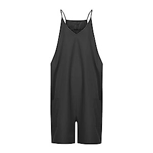 Women's Jumpsuits, Rompers & Overalls Wide Leg Jumpsuits Spaghetti Strap Sleeveless Loose Overalls Summer Casual Rompers Jumpers Onesies Dupes My Orders Overall Shorts for Women Loose Fit Black M