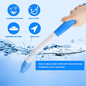 Foldable Toilet Aids for Wiping, Jhua 15.7" Long Reach Comfort Wipe Bottom Grips with Hook, Toilet Paper Aids Tools Tissue Grip Self Wipe Assist Holder, Blue