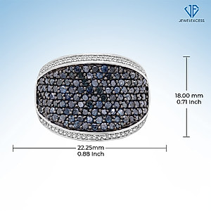 JEWELEXCESS Sterling Silver Blue & White 2 Carat Diamond Ring for Women| Dual-Colored Ring Band with Round Diamonds