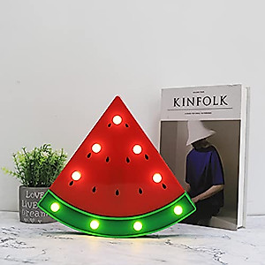 LED Marquee Signs Watermelon Night Lights, Battery Operated Watermelon Shaped Desk Table Lamp for Christmas Kids, Baby, Child, Girl Gift, Nursery Room, Wall Decor- Red Watermelon