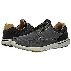 Skechers Men's Relaxed Fit-Elent-Mosen Boat Shoe, Black, 9.5 M US