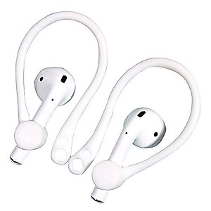 ALXCD Ear Hook Ear Tips Compatible with Airpod, 2 Pairs Over-Ear Soft TPU Ear Hook & 2 Pairs in-Ear Silicone Ear Tips in 1 Set [Anti Slip][Anti Lost], Fit for Airpod Headphone 1+1+2S, White