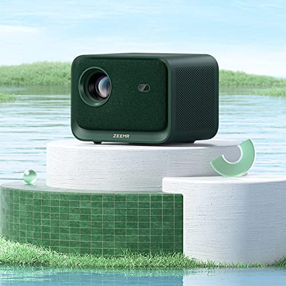 ZEEMR Projector with 5G Wifi and Bluetooth, Native 1080P, Autofocus/AutoKeystone Correction, Fully Sealed Dust-Proof, Smart Portable Projector For Home Theater, Compatible with Almost TV Sticks(Green)