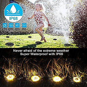 Solar Powered Ground Lights 8 Pack,IP68 Waterproof Outdoor LED Disk Lights for Garden,Non-Slip Landscape Path Lighting for Patio Lawn Yard,Pathway Wear-Resistant Deck Lights Walkway Decor(Warm White)