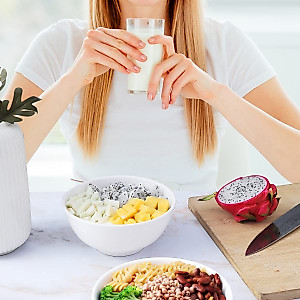 Wwyybfk 38oz Ceramic Soup Bowls, 7'' White Cereal Bowls Reusable Porcelain Bowl Set with Heat Insulation Pads Dishwasher & Microwave Safe for Home Kitchen Use