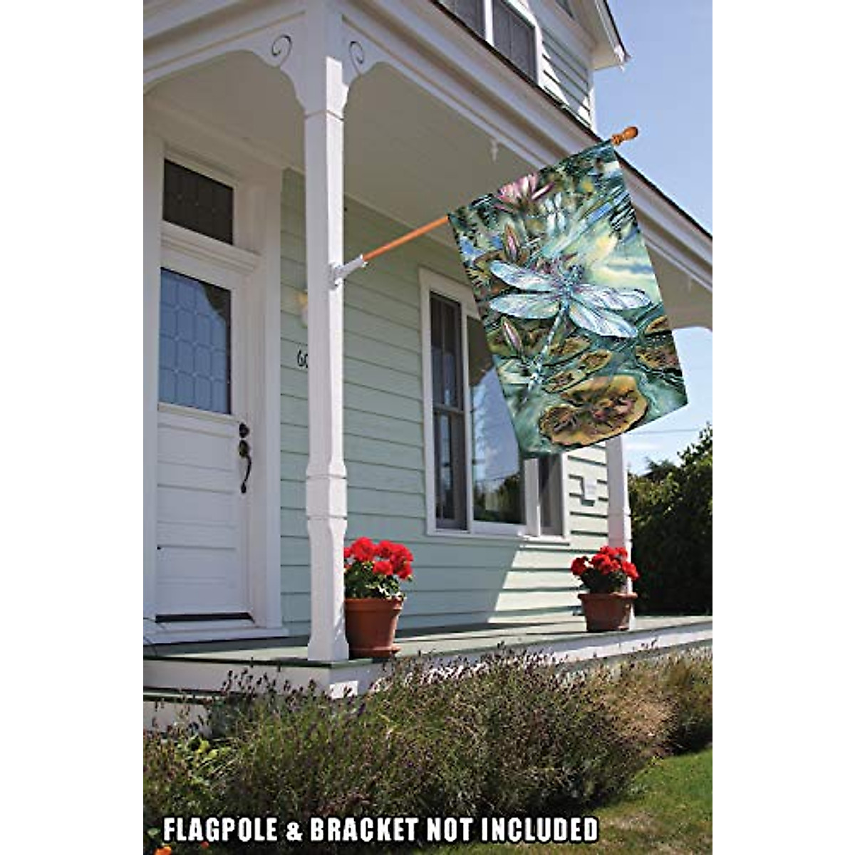 Toland Home Garden 1012328 Dragonfly and Pond Dragonfly Flag 28x40 Inch Double Sided for Outdoor Lilypad House Yard Decoration