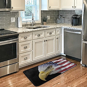 Kitchen Rugs Runner Bald Eagle with USA Flag Doormat Bath Rugs for American Independence Day July 4th Area Rugs for Bathroom Kitchen Indoor 39" X 20"
