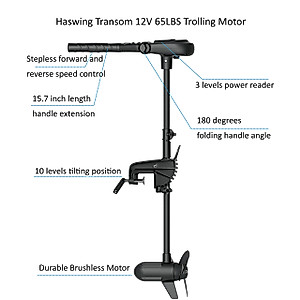 AQUOS Heavy-Duty for One 10.2 plus ft Inflatable Pontoon Boat with Stainless Steel Guard and Folding Seat and Haswing 12V 65LBS Transom Trolling Motor for One Person Fishing