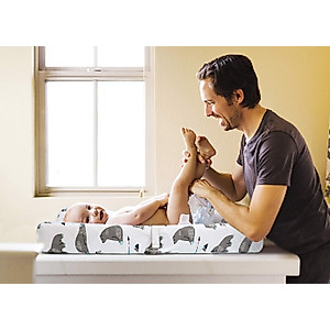 Stretchy Changing Pad Covers BROLEX Carddle Sheet Set for Baby Boys Girls,2 Pack Jersey Knit,Owl & Bear