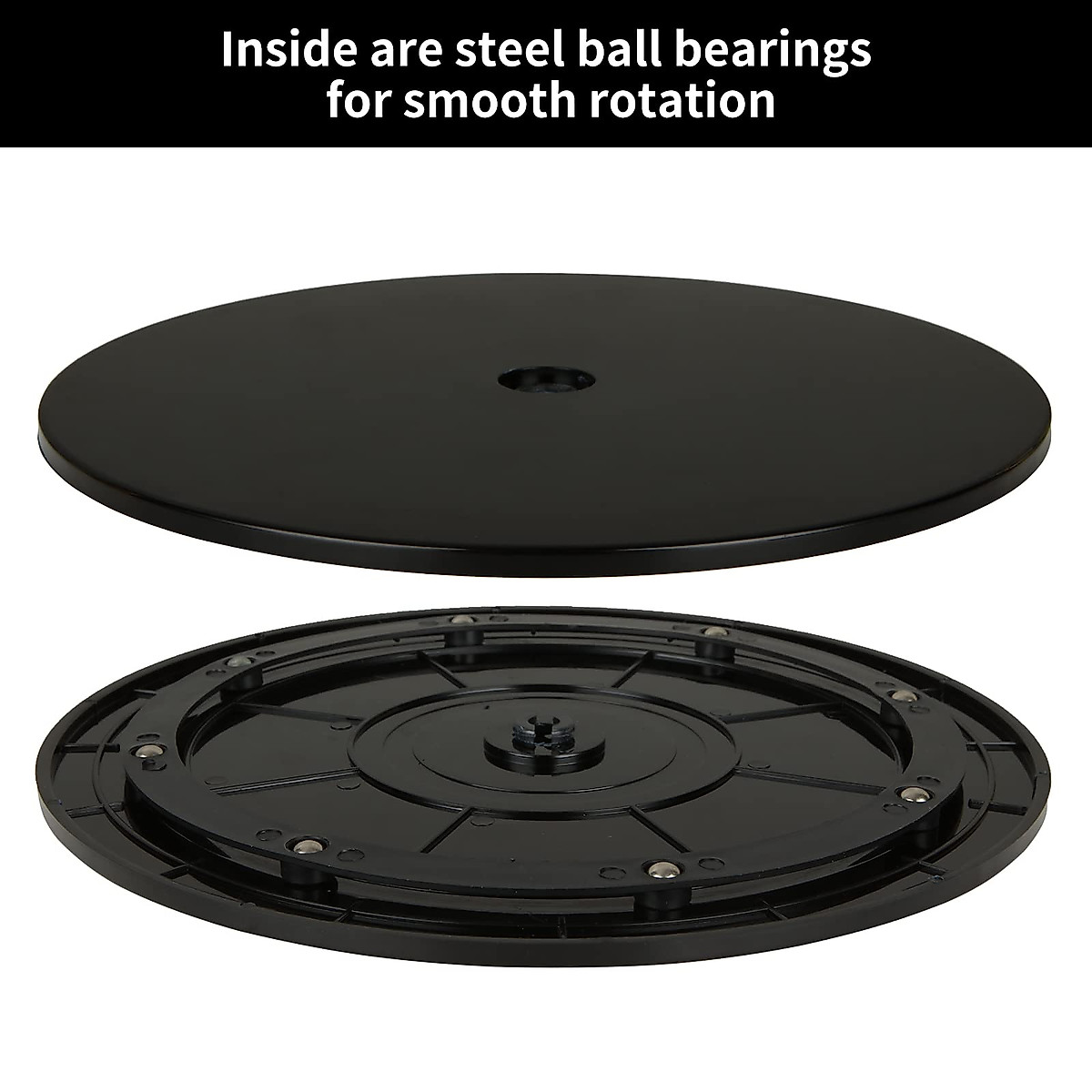 4PCS Lazy Susan Organizer 9 Inch Lazy Susan Plastic Kitchen Organization Turntable Organizer Black Lazy Susan Turntable for Cabinet, Cake,Countertop, Painting, TV, Display (50-lb Load Capacity)