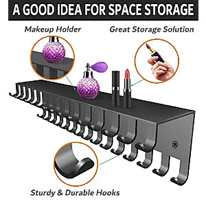 Necklaces and Bracelets Holders Wall Mounted Black Metal Jewelry Display Hanging Shelf with 30 Hooks Necklace Hanger Wall Shelf with Jewelry Hooks Rack Accessories Organizer for Women Girl Kids