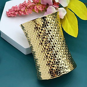 FUAHXYES 18K Gold Plating Wide Textured Cover Bangle Bracelets Exaggerated Chunky Wrist Cuff Wrap Punk Statement Opening Bracelets Fashion Jewelry Bracelet for Women