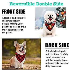 SLAUNT 2 Pack Dog Bandanas Christmas Classic Plaid Reversible Dog Bandana Pet Scarf Triangle Bibs for Small Medium Large Dogs Puppy and Cats Thanksgiving Day Christmas Holiday Accessories