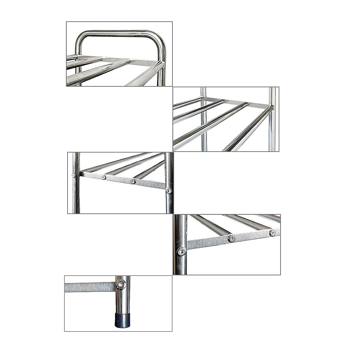 Botion 4 Tier Expandable Shoe Rack, Stainless Steel Shoe Shelf, Strong Weight Capacity Shoes Organizer, Easy to Install and Saving Space Standing Shelf with Sturdy Frame(4 Tier)