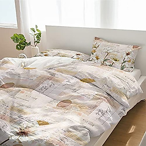 3 Pieces Duvet Cover Bedding Set Queen Flowers Vintage Abstract Oil Painting Breathable Ultra Soft Comforter Cover with Zipper and Pillowcases Luxury Quilt Covers Pastoral Retro Envelope Postmark