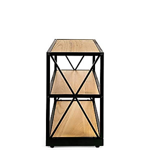 Displays2go Industrial X-Sided 3-Shelf Unit, Solid Pine – Natural (XSHF3NAT)