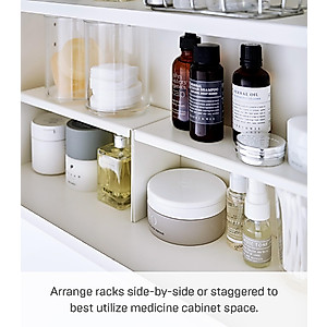 Yamazaki Home Tower Medicine Cabinet Vanity Storage Racks – Set Of 2, Bathroom Mirror Organizer Risers - Steel -