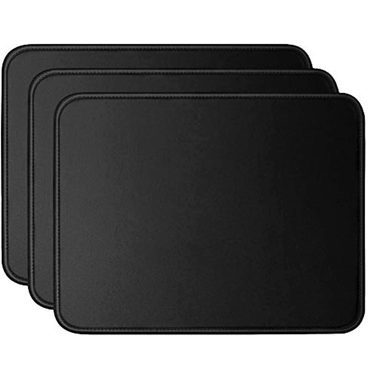 3 Mouse Pad Stitched Edges Premium-Textured Large Mouse Pads Mat Natural Non-Slip Rubber Base Mousepad for Laptop, Computer & PC, 11 x 8.7 inches, Black