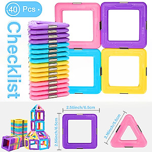 Upgraded Magnetic Blocks Building Tiles Toys for 3 4 5 6 7+ Year Old Boys Girls, Learning Educational STEM Gifts for Toddlers Kids Christmas Birthday Toys Compatible with Major Brands Building Blocks