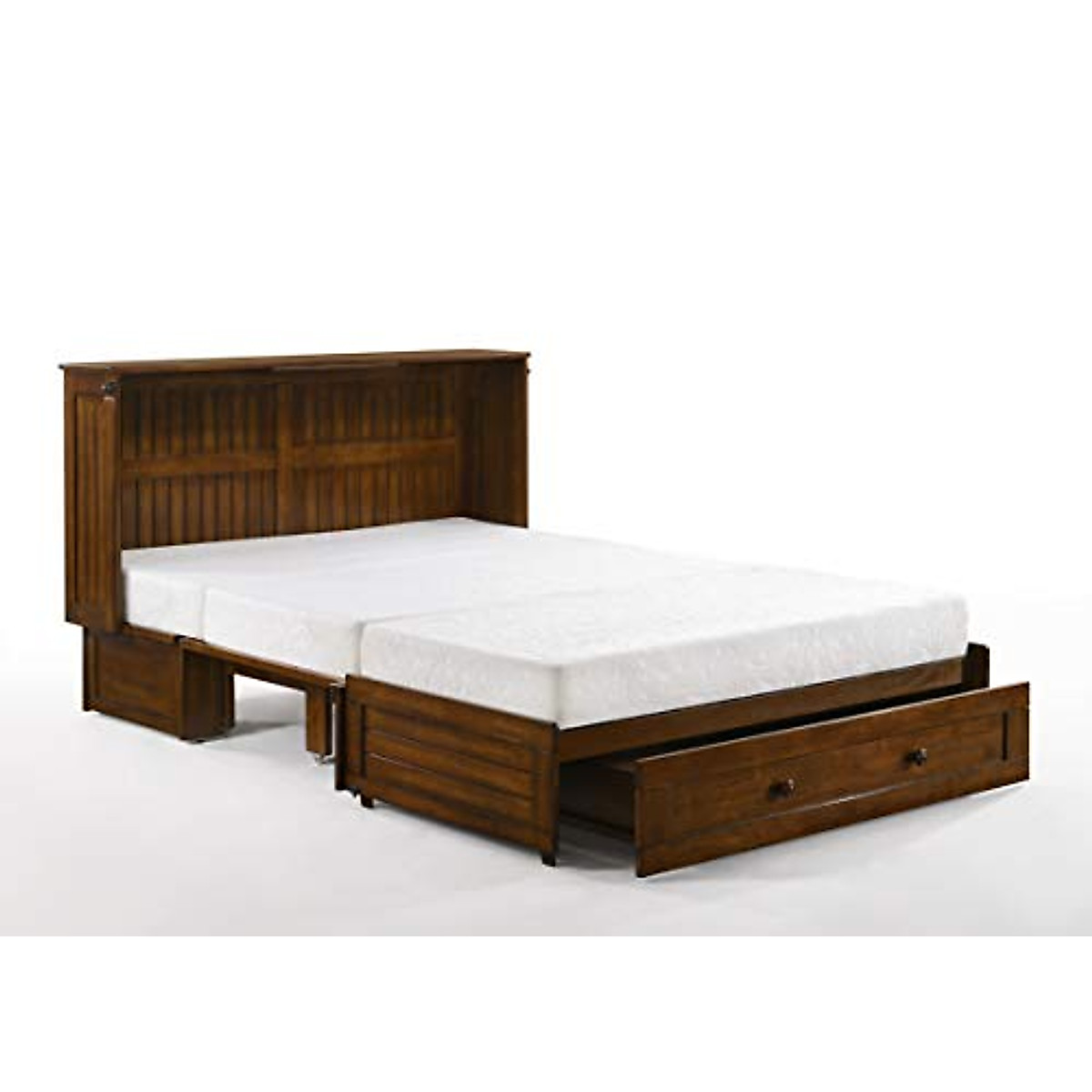 Night & Day Furniture Daisy Queen Bed & Mattress Murphy Cabinet Bed and Mattress, Black Walnut