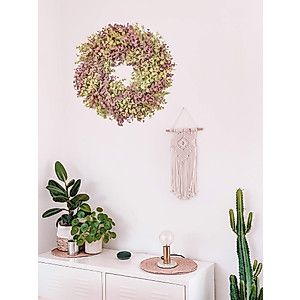 Forevercute 17" Artificial Fall Wreaths Eucalyptus Arrangements Front Door Wall Home Garden Office Wedding Decor (Green Red)