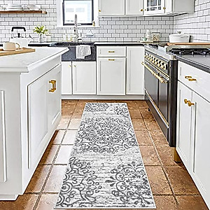 HEBE Vintage Runner Rug 2x6 Ft Non Slip Distressed Medallion Area Rugs Washable Boho Floor Carpet Runner for Hallways Entryway Laundry Room Kitchen Bathroom
