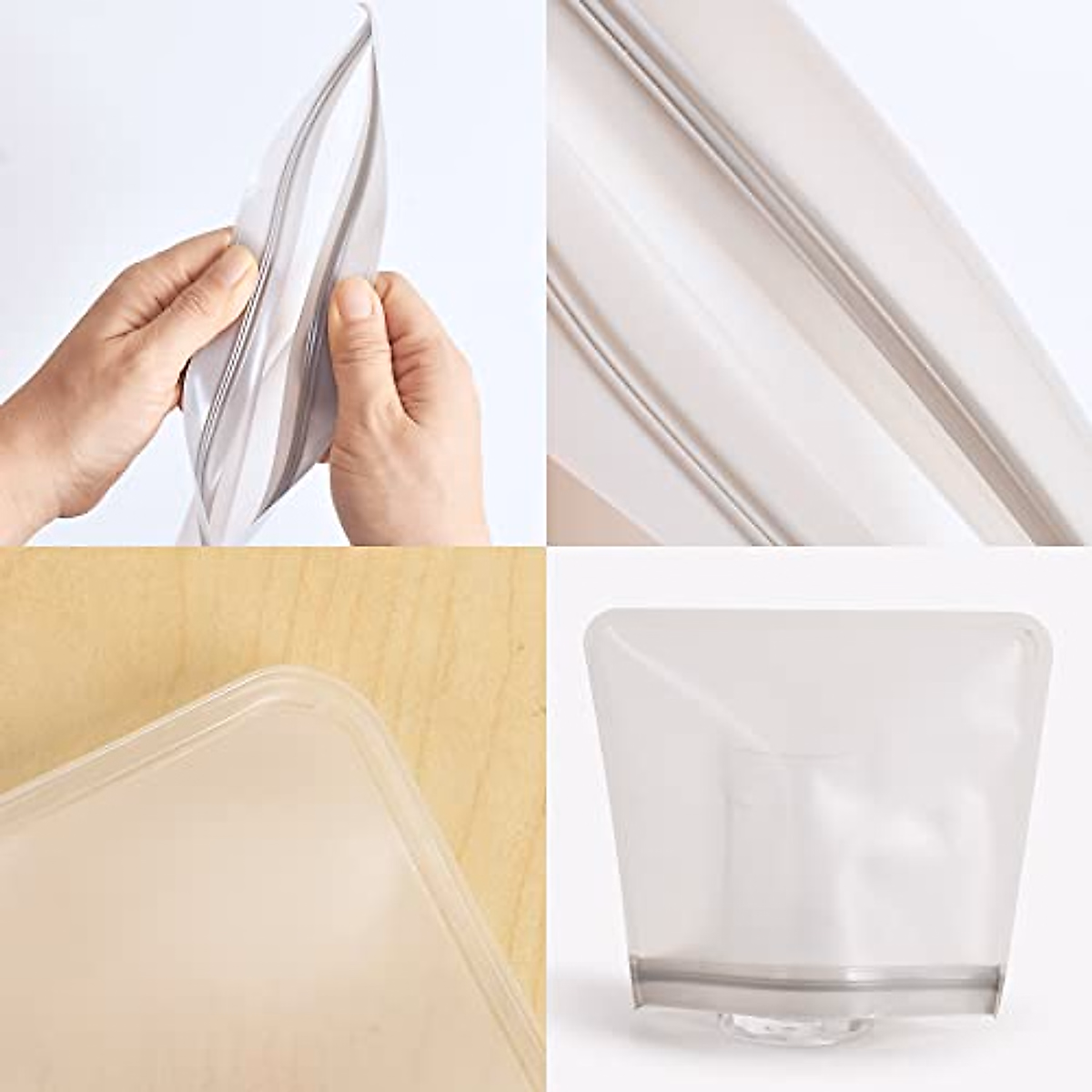 Cozihom Reusable Gallon Freezer Bags, Ziplock Leakproof Reusable Gallon Bags for Marinate Meats, Fruit, Sandwich, Snack, 2 Gallon Bags + 4 Quart Bags + 4 Snack Bags