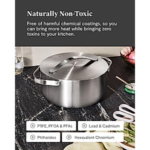 Caraway Stainless Steel Dutch Oven (4.5 Qt) - 5-Ply Stainless Steel - Oven Safe & Stovetop Agnostic - Non Toxic, PTFE & PFOA Free