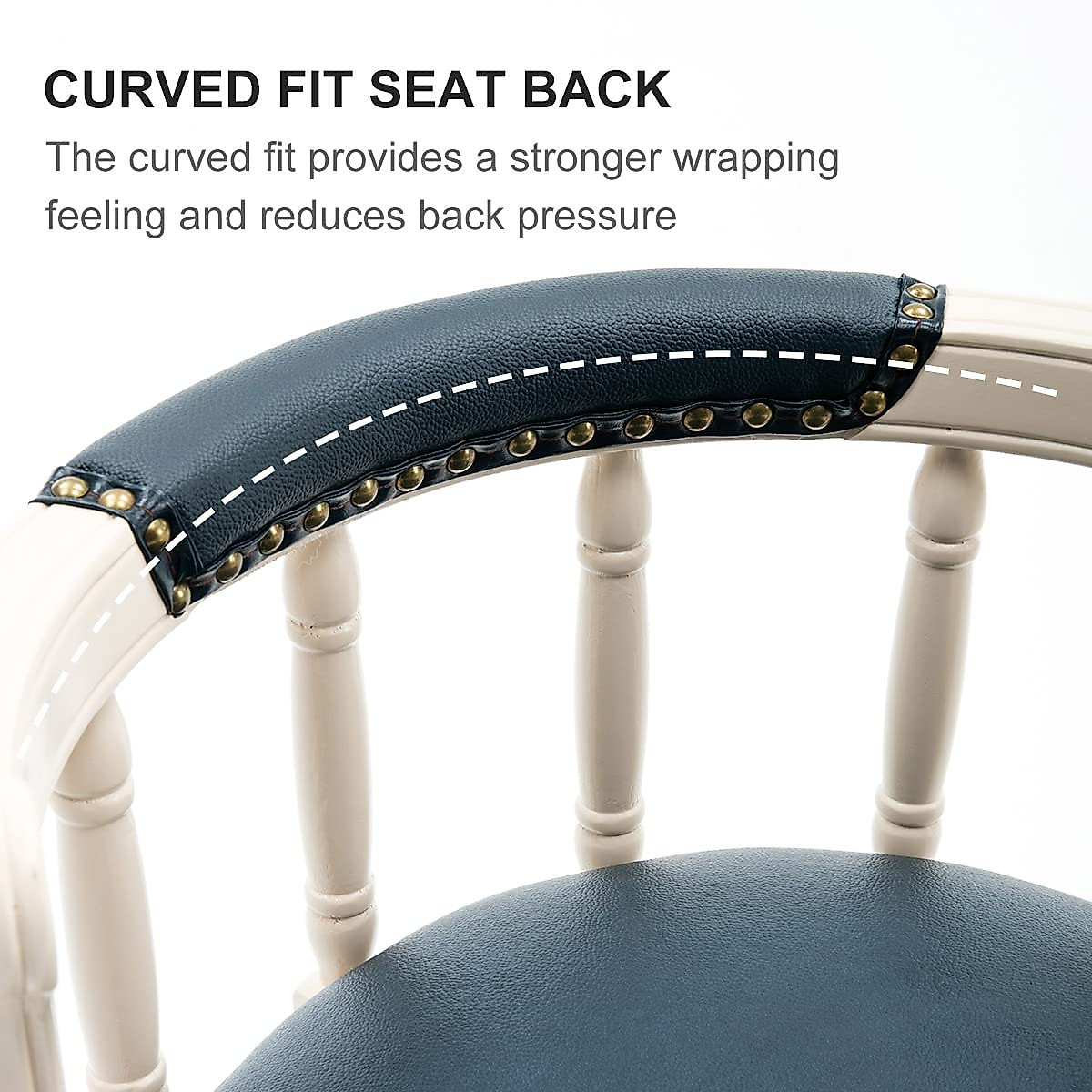 AULIFE Cow top Leather Wooden Bar Stools, 360 Degree Swivel Bar Height Chair with Backs for Home Kitchen Counter, Morden Chair Barstools (Ivory Wood 1pc-Blue Seat, Bar Height-Seat Height 29.5”)