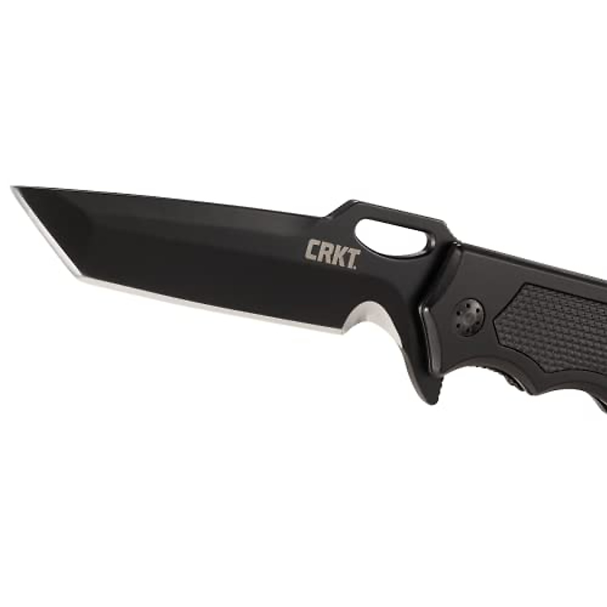 CRKT Septimo EDC Folding Pocket Knife: Everyday Carry, Black Serrated Edge Tanto, Veff Serrations Flipper and Thumb Slot Opening, Aluminum Handle with TPR Insert, Reversible Pocket Clip 7050