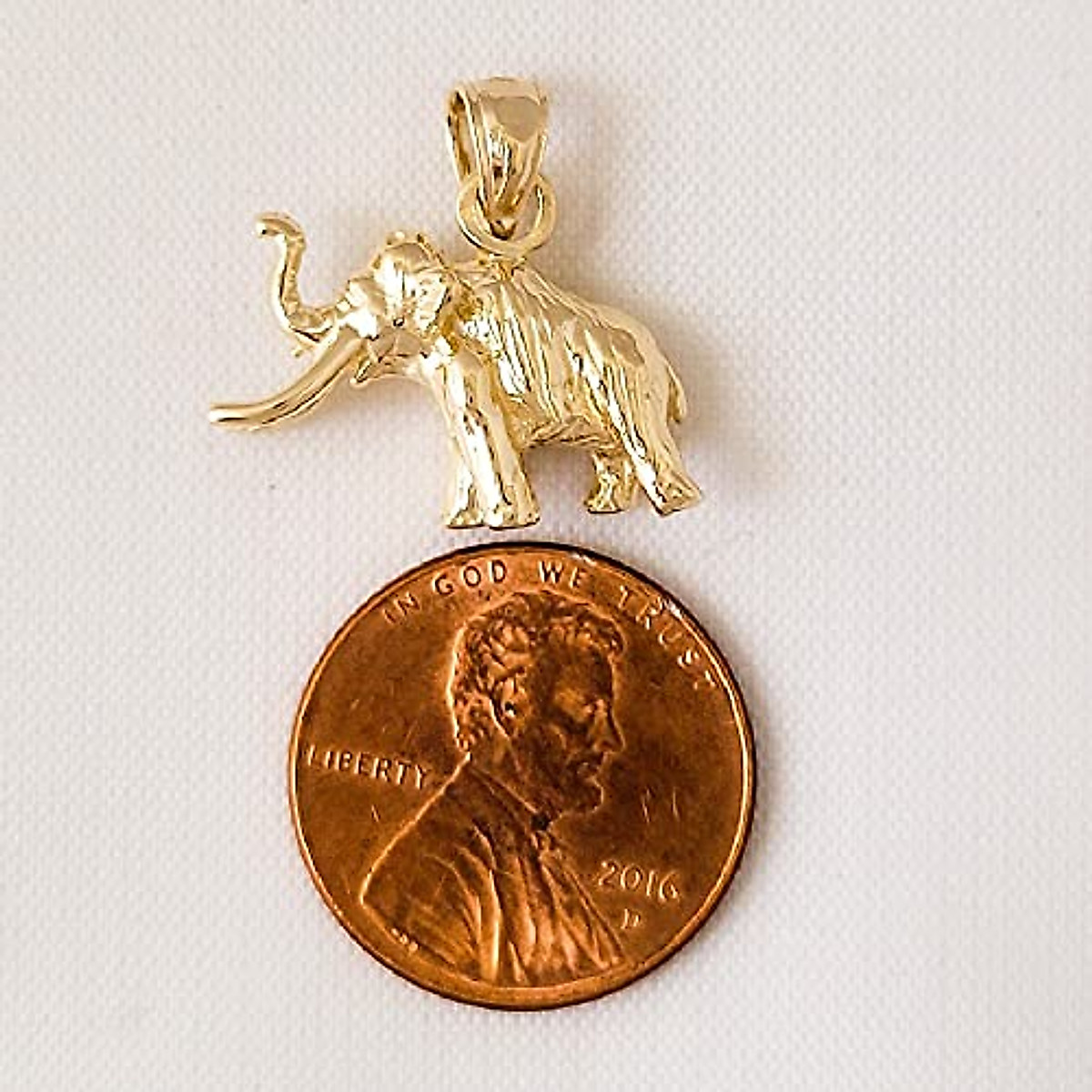 SURANO DESIGN JEWELRY 14k Yellow Gold Woolly Mammoth 3D (3 Dimensional) Solid Pendant, Made in USA