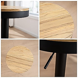 YOUNUOKE Bar Stools Set of 2 Round Adjustable Swivel Counter Height Barstool Backless Wood and Metal Bar Stools with Footrest Modern Bar Chair for Kitchen Counter Island