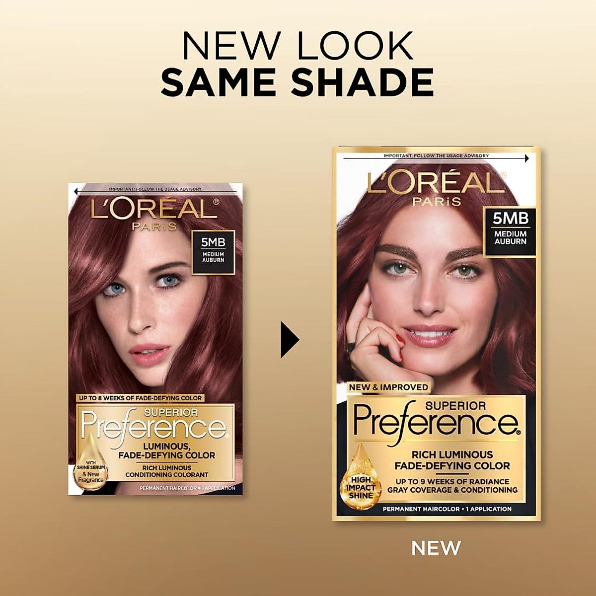 L’Oréal Paris Superior Preference Fade-Defying Color + Shine System, 5MB Medium Auburn(Packaging May Vary), Pack of 1,