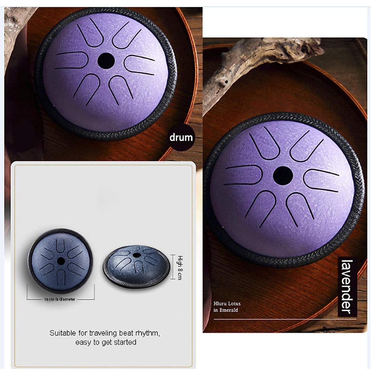 5.5 Inch Steel Tongue Drum Mini Tank Drum 6 Notes C Key Hand Tankdrum Handpan Pan Drum Tank with Drum Mallets Carrying Bag (Obisidian)