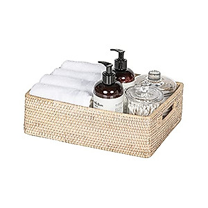 Kouboo 1060123 Laguna Rattan Shelf & Organizing Basket, Off White/Latte