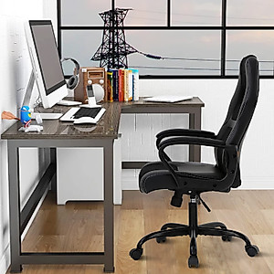 Upgrade Computer Video Game Chairs, High Back Ergonomic Leather Racer Task Chair with Lumbar Support & Headrest, PC Swivel Executive Rolling Office Desk Chair for Home Office Gaming Room