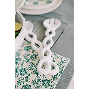 Mud Pie, White, Twisted Wood Server Set, 12"
