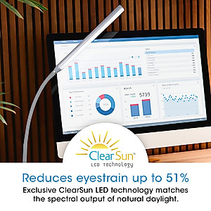 OttLite Stretch LED Desk Lamp with Wireless Charging - ClearSun LED Technology, 3 Color Temperature Modes with Touch Sensitive Controls & Flexible Gooseneck Arm for Home, Office & Dorms