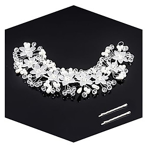 CURASA Flower Girl Headpiece Crystal Pearl Headband for Women Wedding Accessories Silver Flower Girl Headband, Princess Crown for Flower Girls Hair Accessories for Birthday Halloween Tiaras for Women