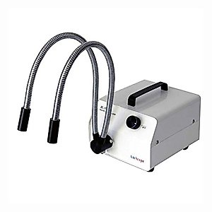 Amscope HL150-AY 150W Fiber Optic Dual Gooseneck Microscope Light Illuminator, Black