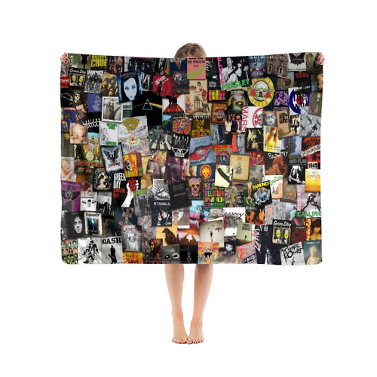 Rock Band Collage Lightweight Soft Blankets 50"X40" Throw Blanket for Music Lover Couch Sofa Bedroom Decor Travel Beach Picnic