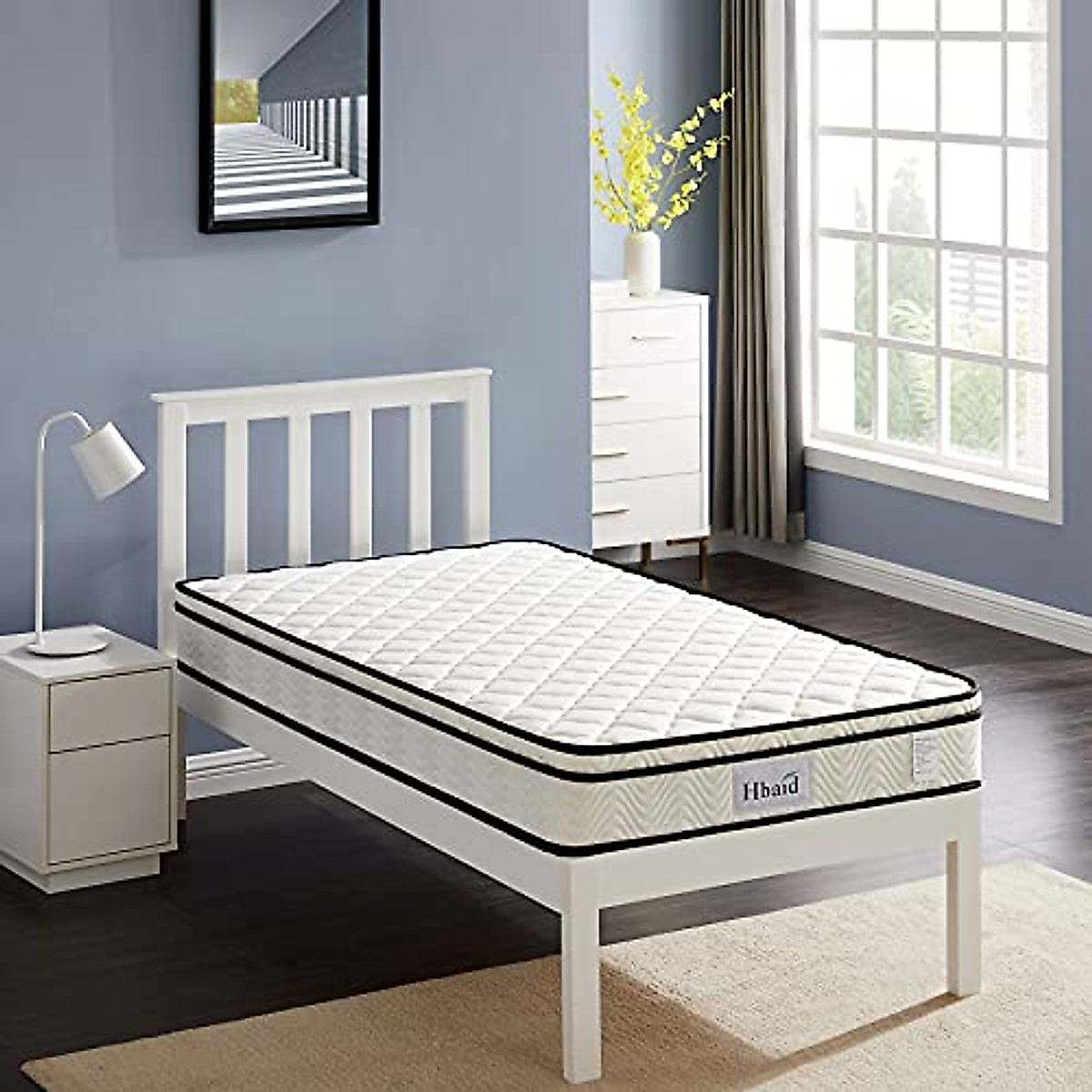 Hbaid Twin Mattress, 8”Hybrid Mattress with Gel Memory Foam & Pocket Innerspring for Cool Sleep & Spine Protection, Bed Mattress with Breathable Cover, Medium Firm, Twin Size