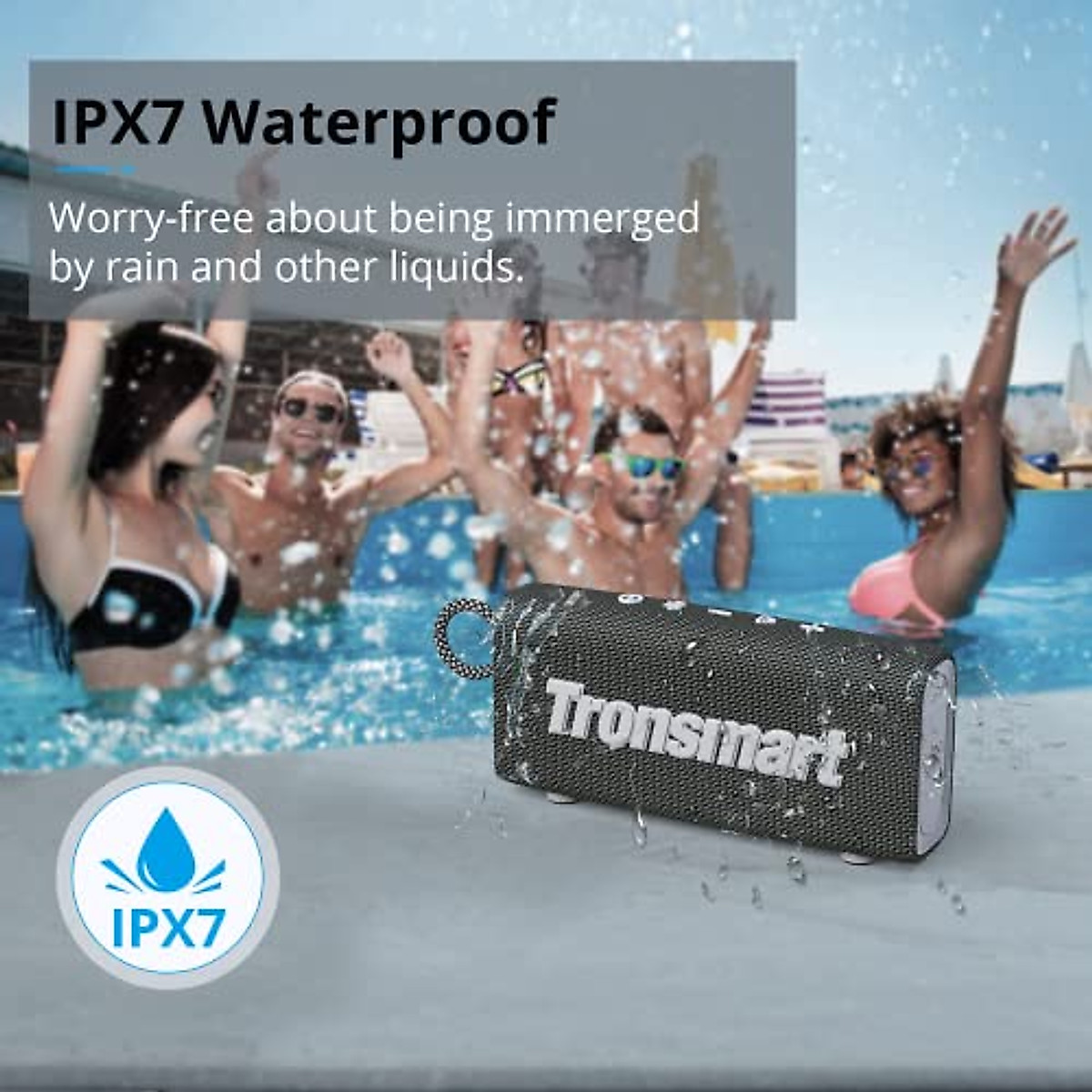 Tronsmart Portable Bluetooth Speaker, Trip Wireless Waterproof Speaker with 10W Output, Bluetooth 5.3, IPX7 Waterproof, 20H Playtime, Built-in Mic…
