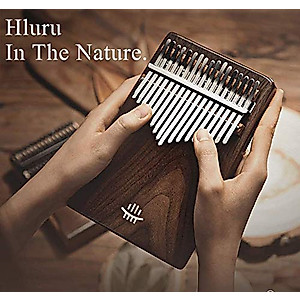 Hluru Kalimba 17 Keys | Black Walnut Sloped Flat board Thumb Piano Instrument | Class A Calimba with Carry Box Birthday Present Gifts